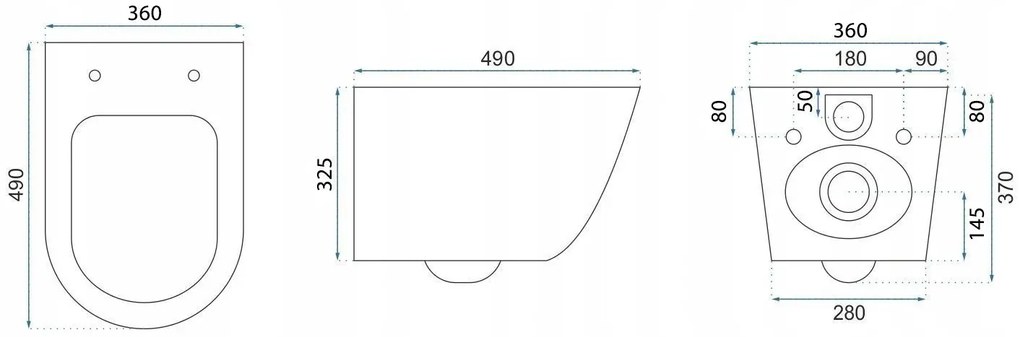 Rea Carlo Mini, závěsná WC mísa Tornado 490x360x370 mm, černá-zlatá strukturovaná, REA-C4330