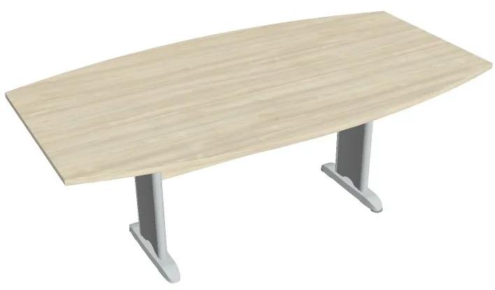 Stůl jednací sud 200 cm - Hobis Cross CJ 200 Dekor stolové desky: akát, Dekor lamino podnože: akát, Barva nohou: Stříbrná