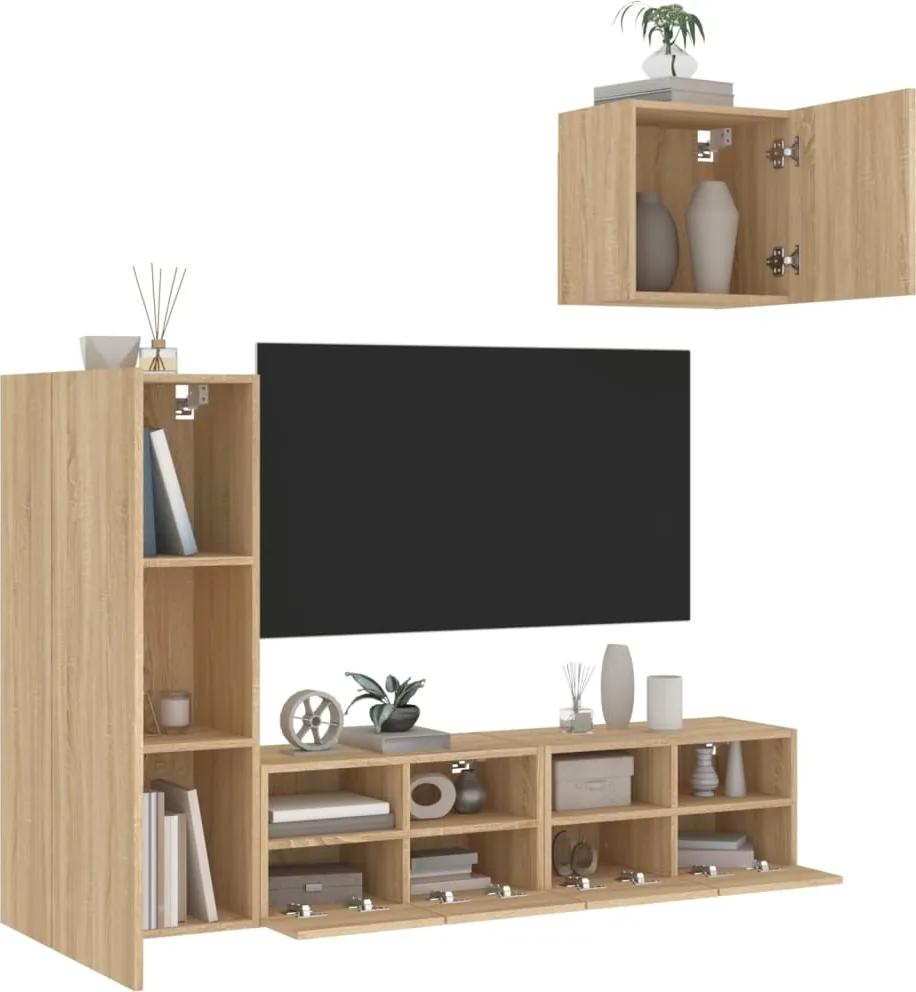 vidaXL 4dílná obývací stěna kompozitní dřevo [3216500] Barva: Betonová šedá