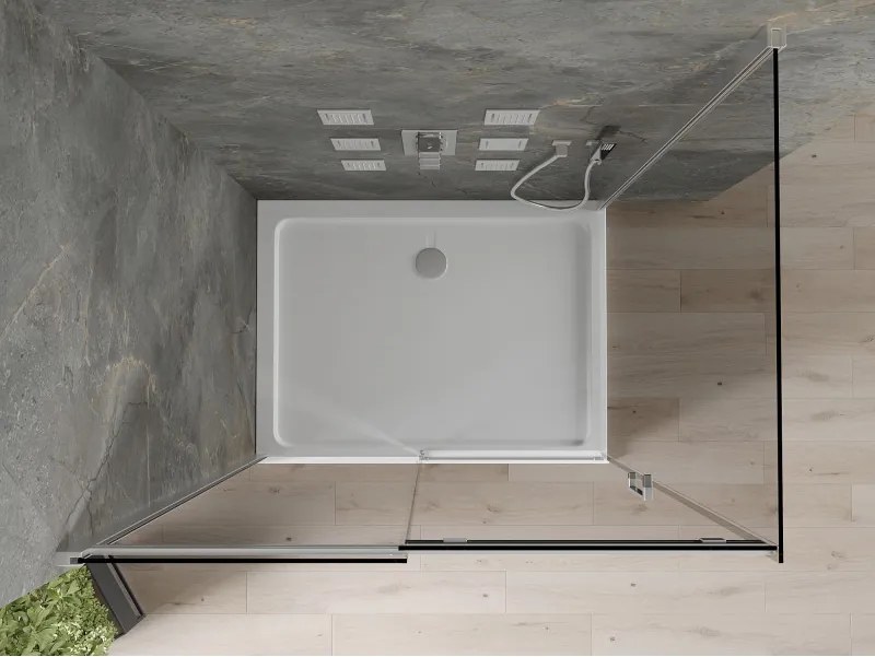 Mexen Omega posuvná sprchová kabina 100 x 90 cm, grafit, chrom + vanička Flat, bílá - 825-100-090-01-40-4010