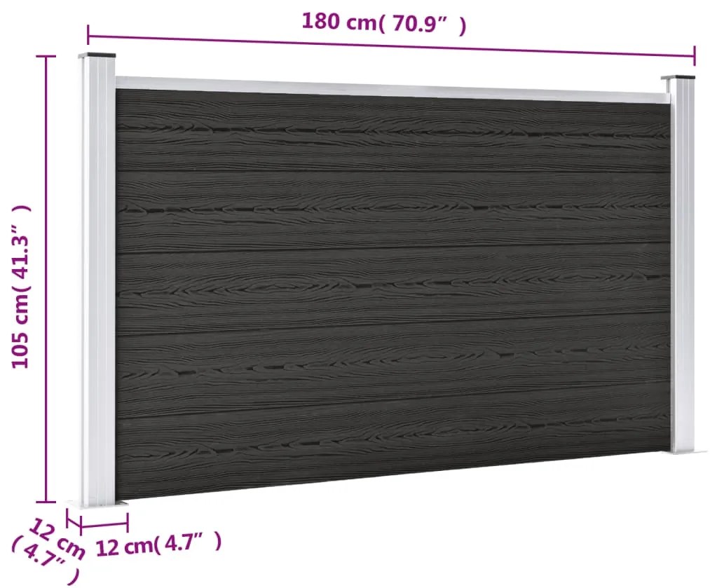 vidaXL Marketos Zahradní plot dřevoplast 180 x 105 cm šedý