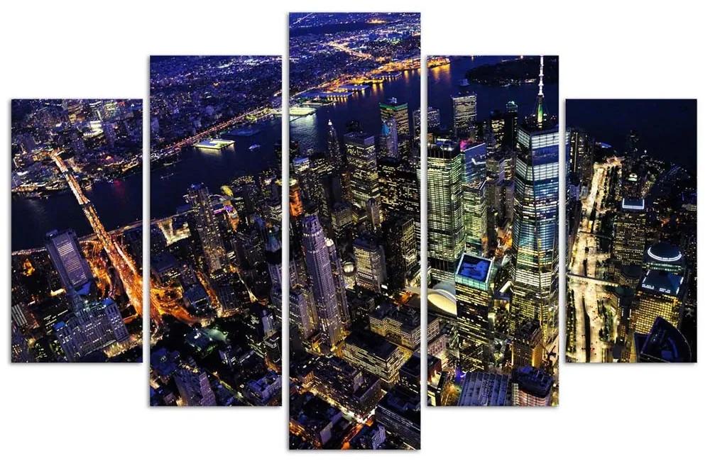 Gario Obraz na plátně New York v noci - 5 dílný Rozměry: 100 x 70 cm