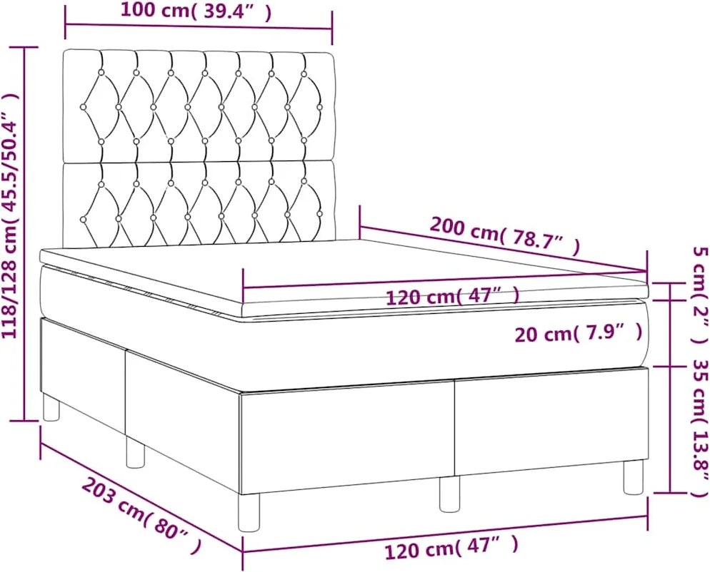 Box spring postel s matrací tmavě zelená 120 x 200 cm samet 3143196
