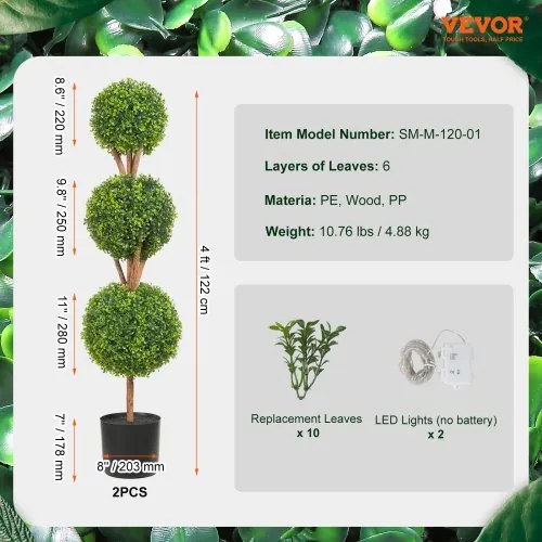 Umělé topiary Zimostrázové stromy, 121,9 cm
