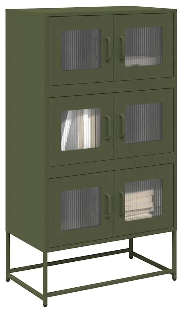 Skříň highboard olivově zelená 68x39x123 cm ocel
