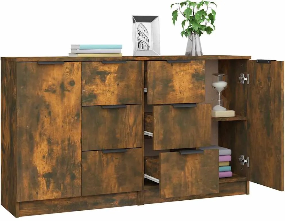 Příborníky 2 ks kouřový dub 60 x 30 x 70 cm kompozitní dřevo 3115793