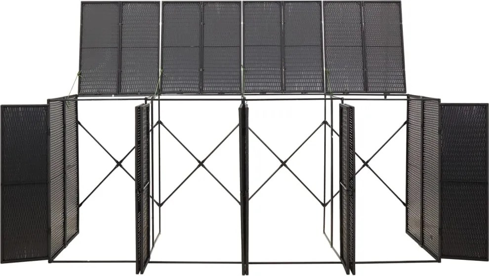 Přístřešek na čtyři popelnice černý 274 x 80 x 117 cm polyratan 319863