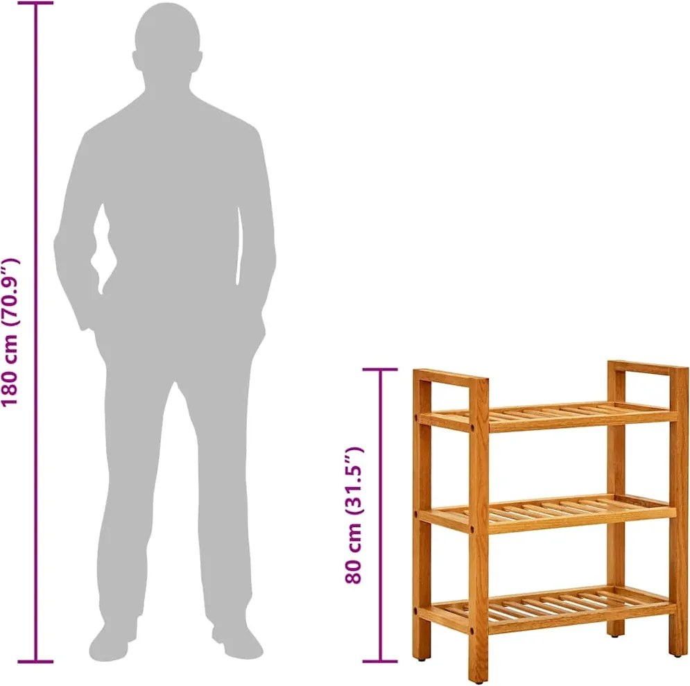 vidaXL Marketos Botník se 4 policemi 50 x 27 x 80 cm masivní dubové dřevo