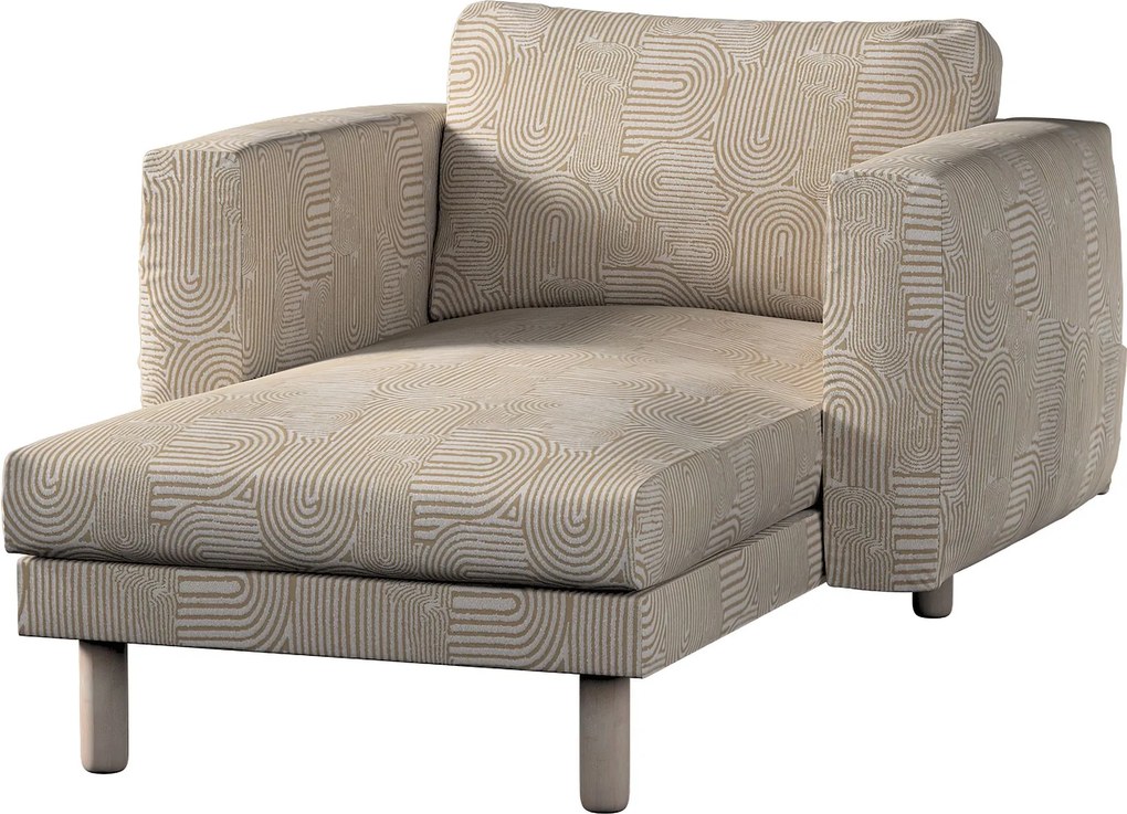 Potah na IKEA Norsborg šezlong s loketními opěrkami barva béžová látka pletený vzor, vzorované