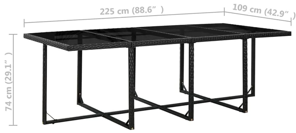 vidaXL Marketos 13dílný zahradní jídelní set s poduškami polyratan černý
