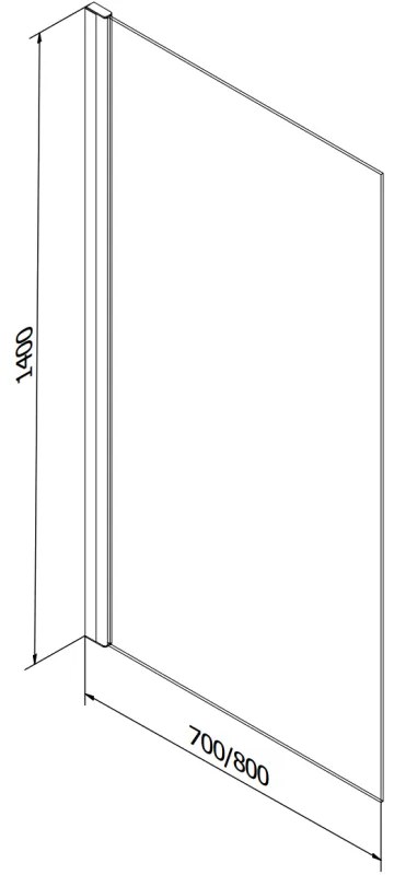 Mexen Alex fix vanová zástěna 5 mm, 1-pevné křídlo, 80x140 cm, čiré sklo, černá, 893-080-000-70-70