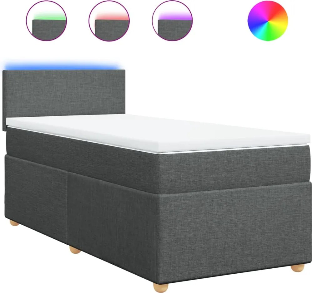 Box spring postel s matrací tmavě šedá 80 x 200 cm textil 3288801