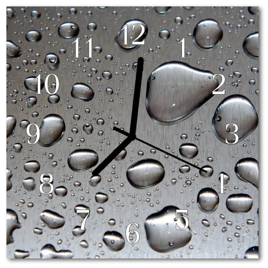 Nástenné skleněné hodiny kapky 30x30 cm