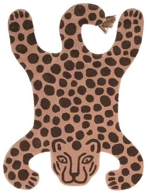 ferm LIVING Dětský koberec Safari Leopard 160x118cm, hnědá barva, textil