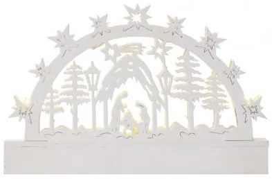 LED vánoční betlém dřevěný, 14 cm, 3x AA, vnitřní, teplá bílá, časovač