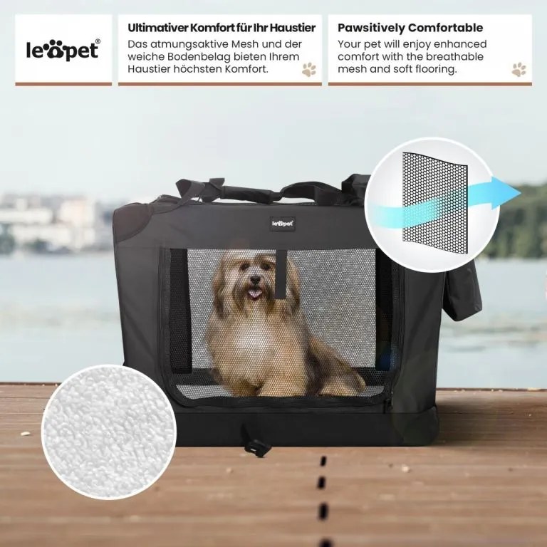 Leopet Přepravní box pro psy XXL, 91 x 63 x 63 cm, černý