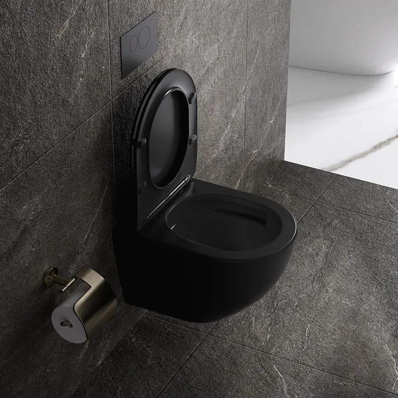 BPS-koupelny Závěsná WC mísa se SoftClose sedátkem HYD-4669, černá mat