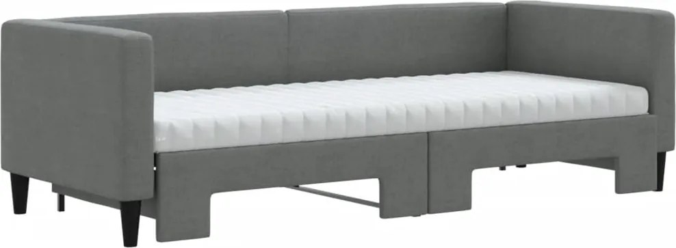 Válenda s přistýlkou a matracemi tmavě šedá 80 x 200 cm textil 3196592