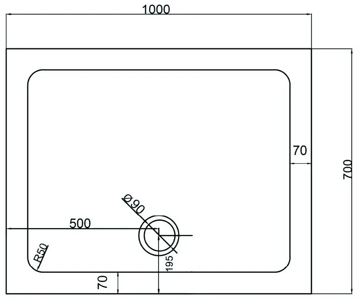 BPS-koupelny Obdélníková akrylátová sprchová vanička HYD-OSV-ST05A 100x70 bílá