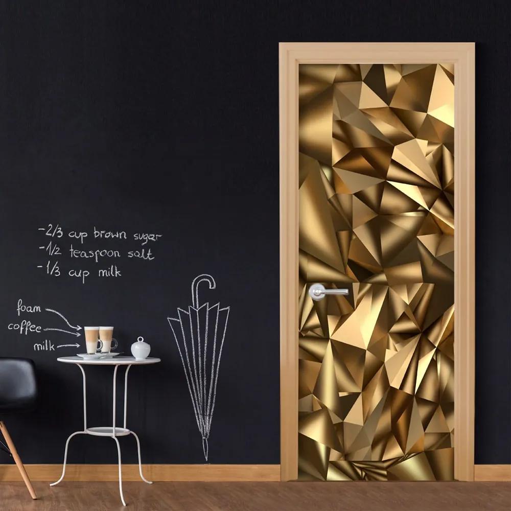 Fototapeta na dveře s geometrickým motivem ve zlaté barvě - 70x210