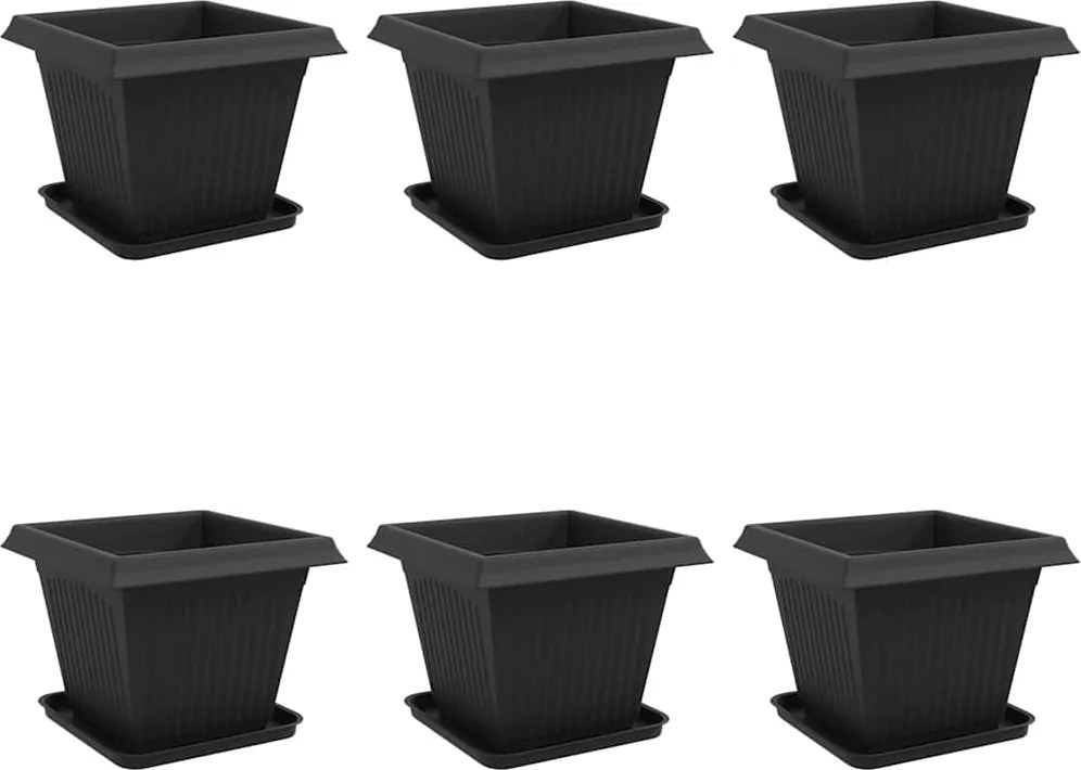Květináče 6 ks Černá Plast 3403302