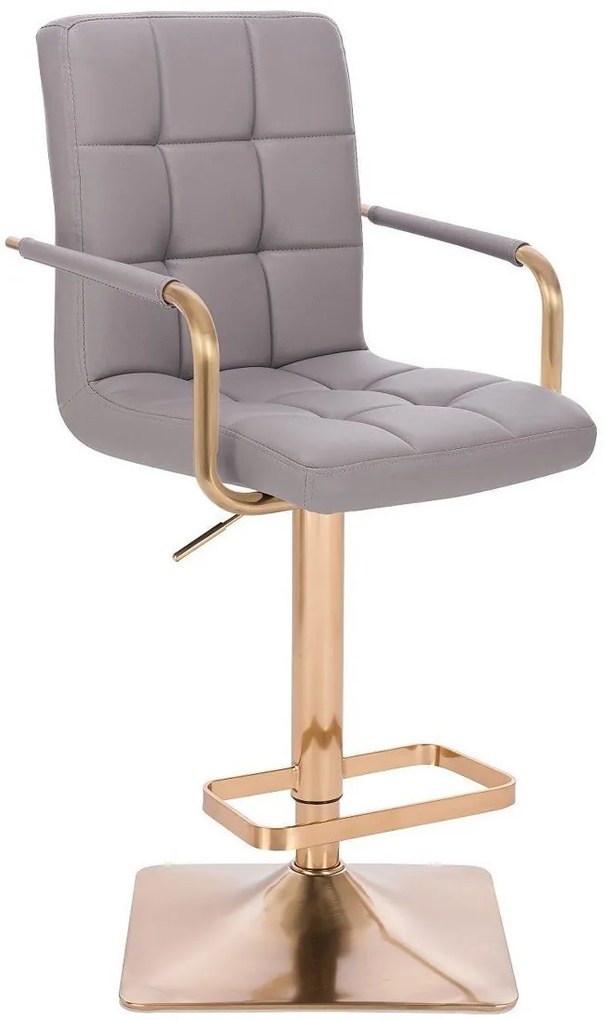LuxuryForm DESIGN Barová židle VERONA GOLD na zlaté hranaté podstavě - šedá