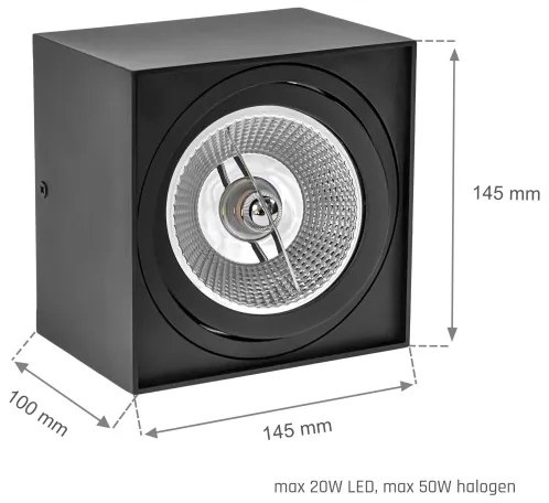 Bodové svítidlo CHLOE AR111 1xGU10/50W/230V hranatý černá