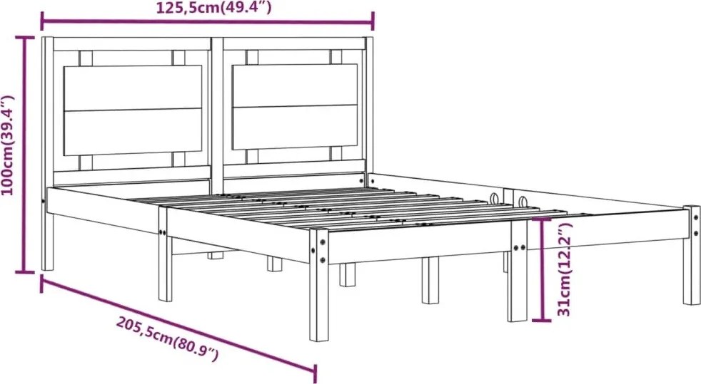 vidaXL Rám postele masivní dřevo 120 x 200 cm [3105532] Barva: Bílá