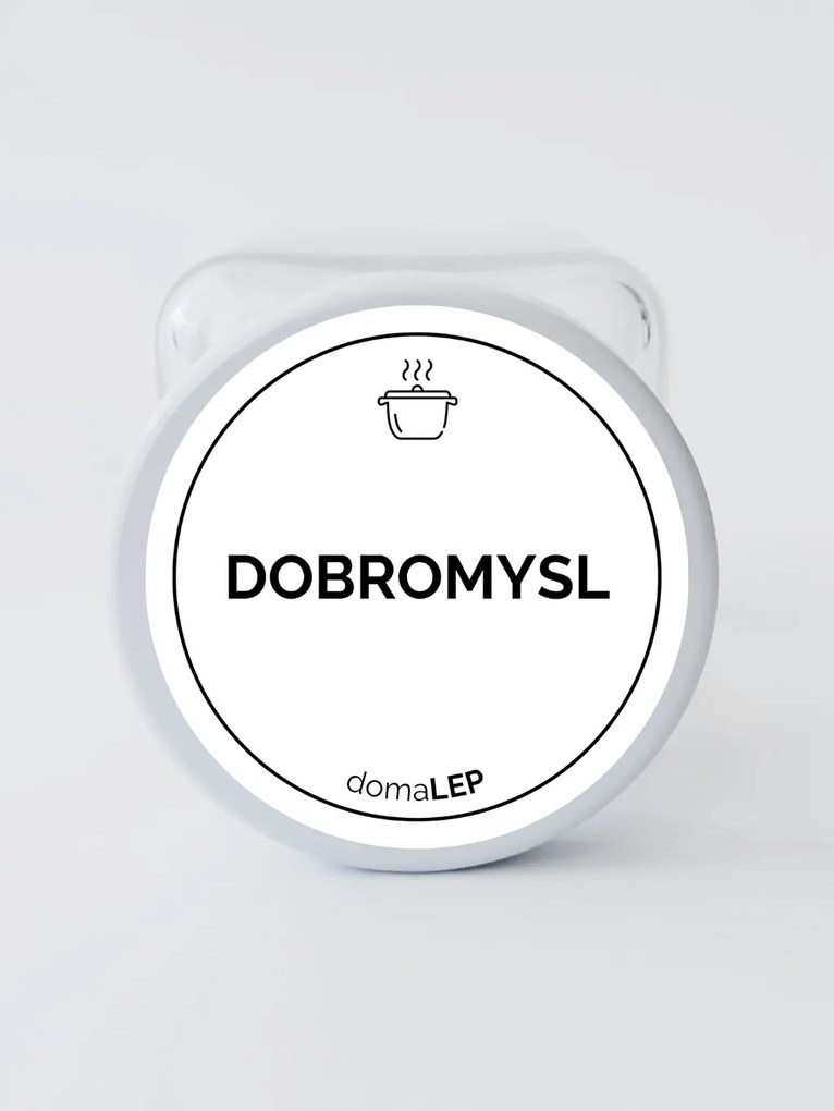 Samolepka na kořenky DOBROMYSL bílá 5 cm tučné písmo
