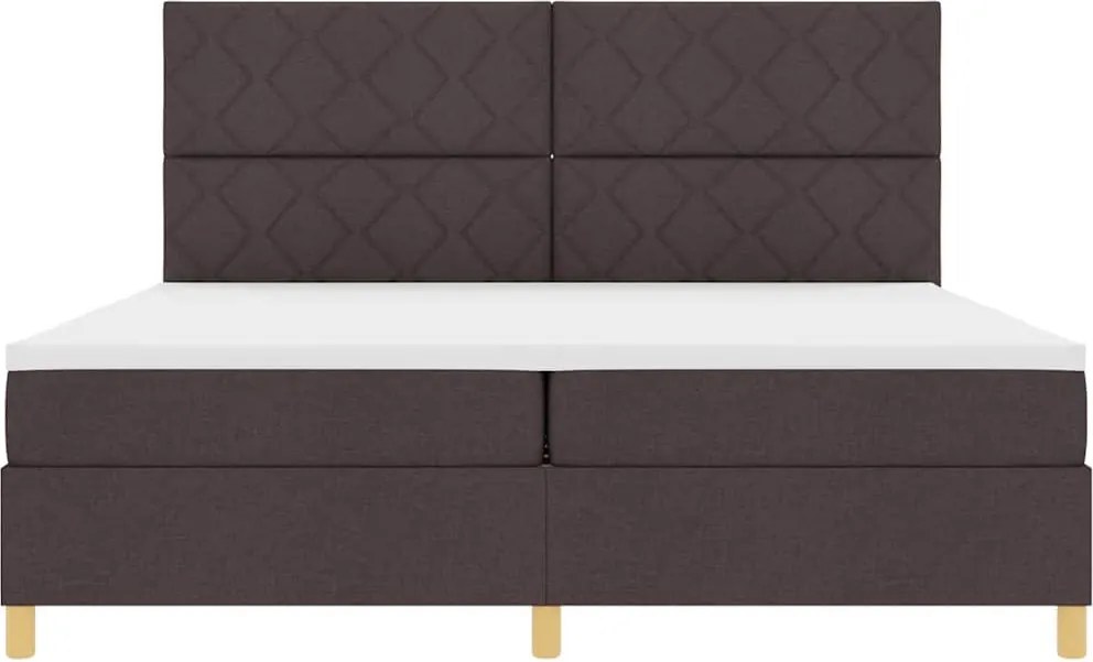 Postel s boxspringem s čelo Tmavě hnědá 200 x 200 cm textil 3339724