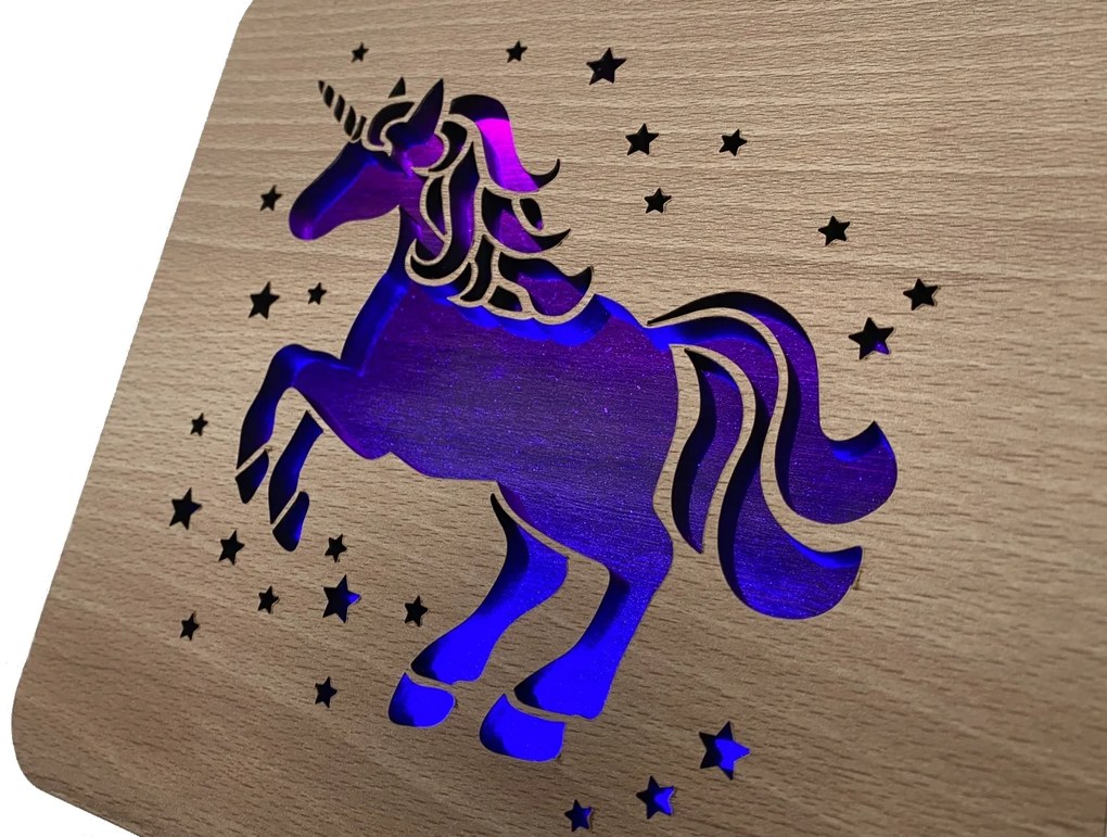 Li-Go "Jednorožec barevný" lampa 19x19cm provedení povrchu: dub světlý