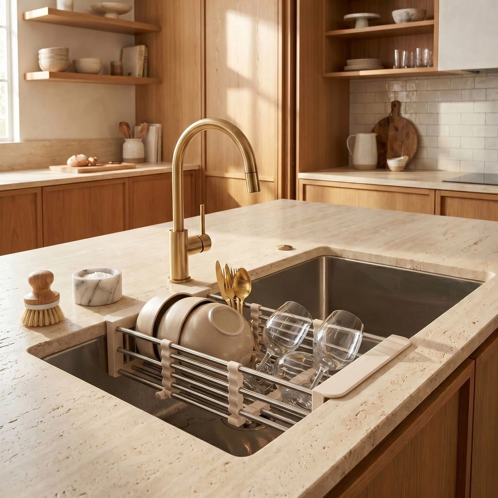 Teleskopický odkapávač na dřez REA P14487B, béžový