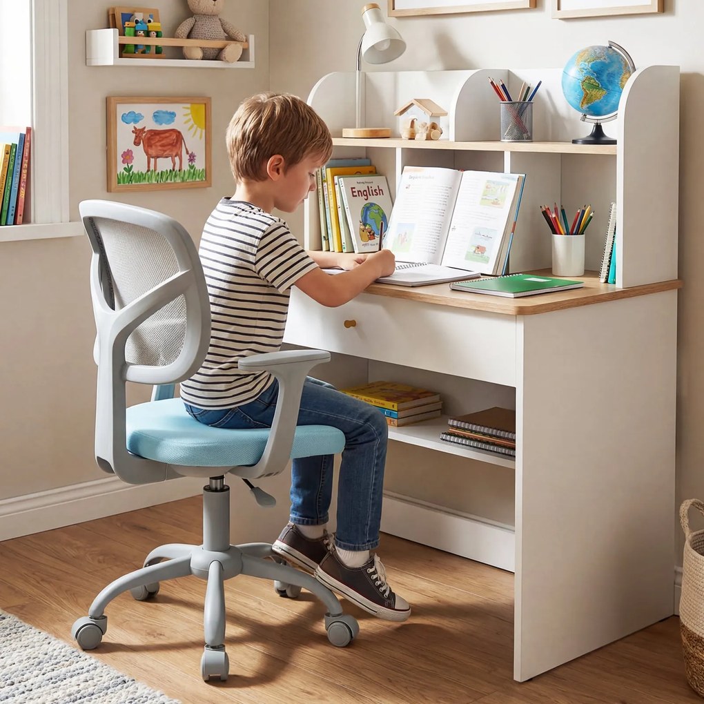 Costway Ergonomická dětská psací židle s nastavitelnou výškou a – modrý