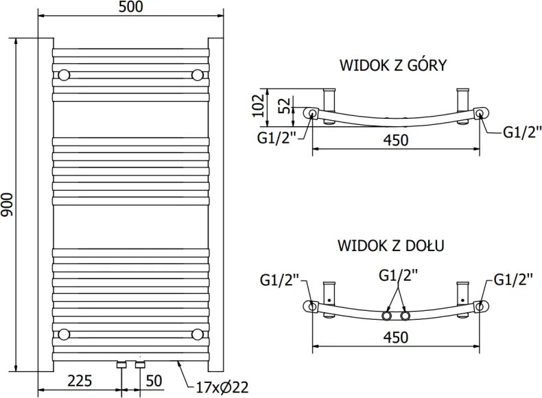 Mexen Ares, topné těleso 900 x 500 mm, 372 W, bílá, W102-0900-500-00-20