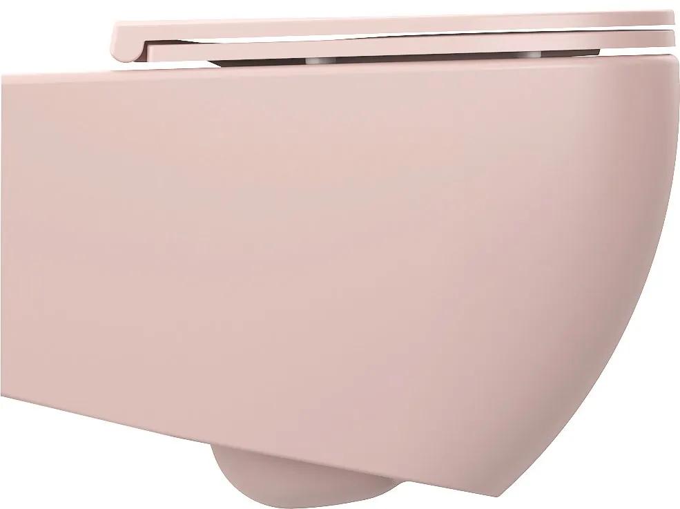 Isvea INFINITY závěsná WC mísa, Rimless, 36,5x53cm, růžová Salmon 10NF02001-2S