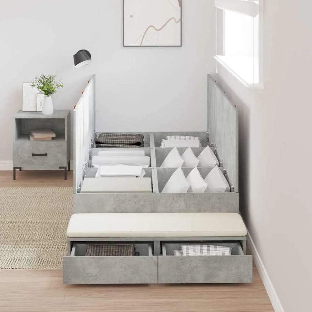 Rám postele s úložným prostorem se zásuvkou Betonově šedá 80 cm 3335600