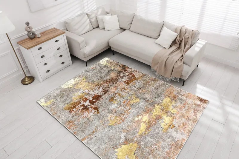 Dywany Łuszczów, Kusový koberec Miro 51463.802 Abstraction grey / gold, 160x220, vícebarevná, koupelna