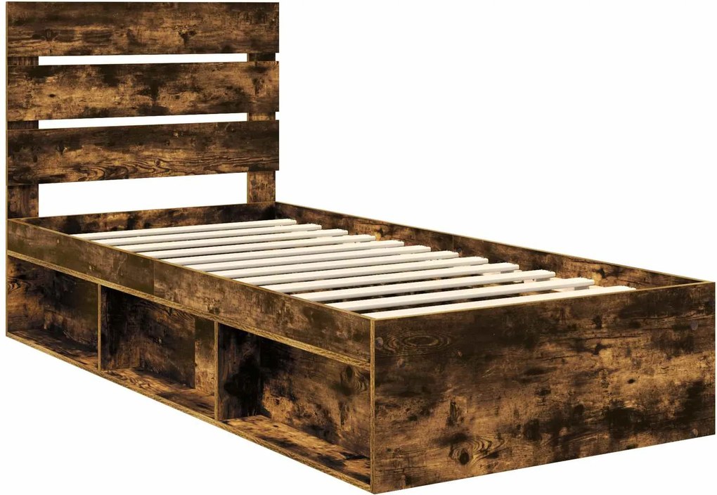 Rám postele Kouřový dub 100 x 200 cm Masivní borové dřevo 3411780