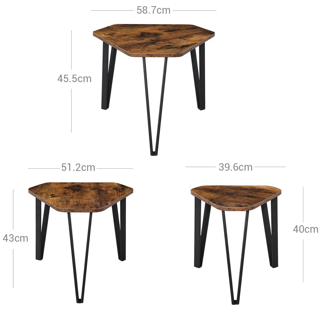 VASAGLE Konferenční stolek Industry  - 3 ks