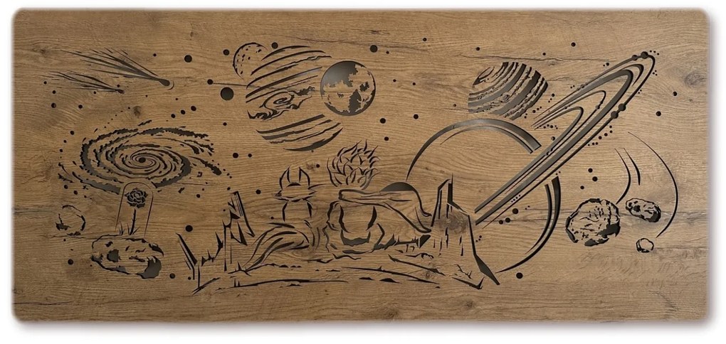 Li-Go "Malý princ" světelný obraz s baterií 90x40cm varianta: ovládání na obraze bez dálkového ovladače, provedení: dub světlý