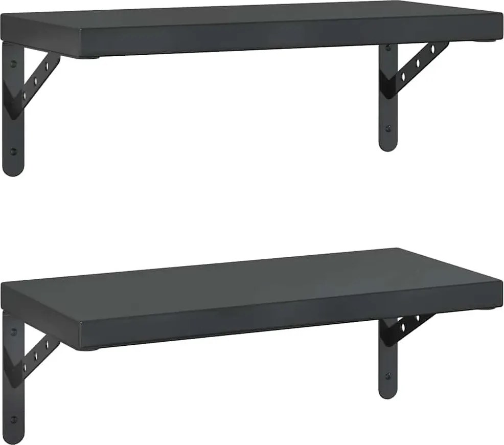 Nástěnné police 2 ks 50 x 23,5 cm černé nerezová ocel 3214519