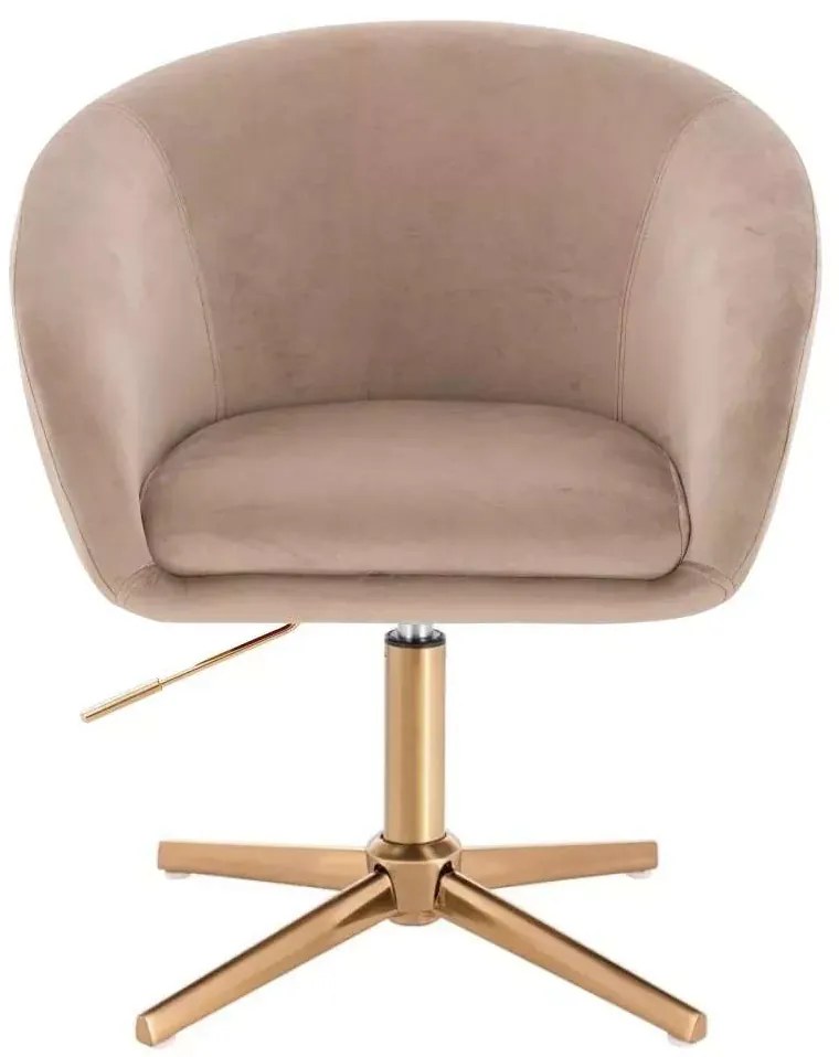LuxuryForm DESIGN Otočná židle VENICE VELUR na zlatém kříži - latte