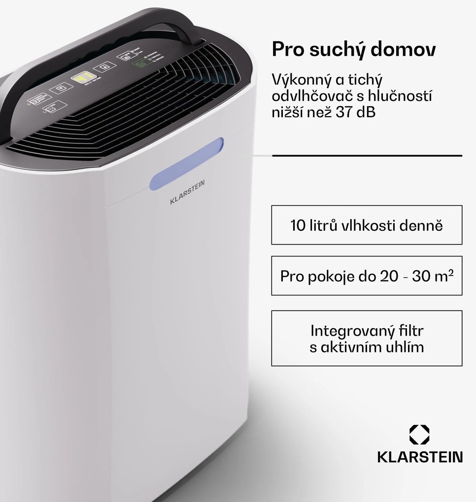 Klarstein AeroDry 10 Odvlhčovač 165W 10l/d 135m³/h 20-30m² DrySelect 37dB