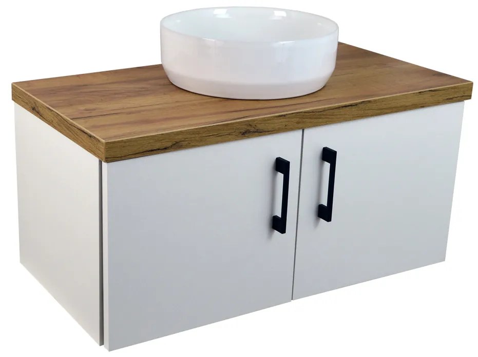 Comodo Koupelnová skříňka pod deskové umyvadlo Agria II W 80-HD - bílá/zlatý dub