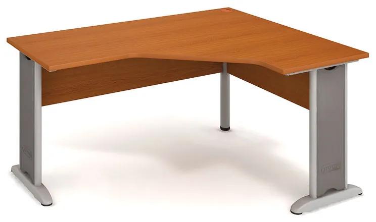 HOBIS Rohový kancelářský psací stůl SELECT, kovové nohy, 1600 x 1200 mm, levý, třešeň