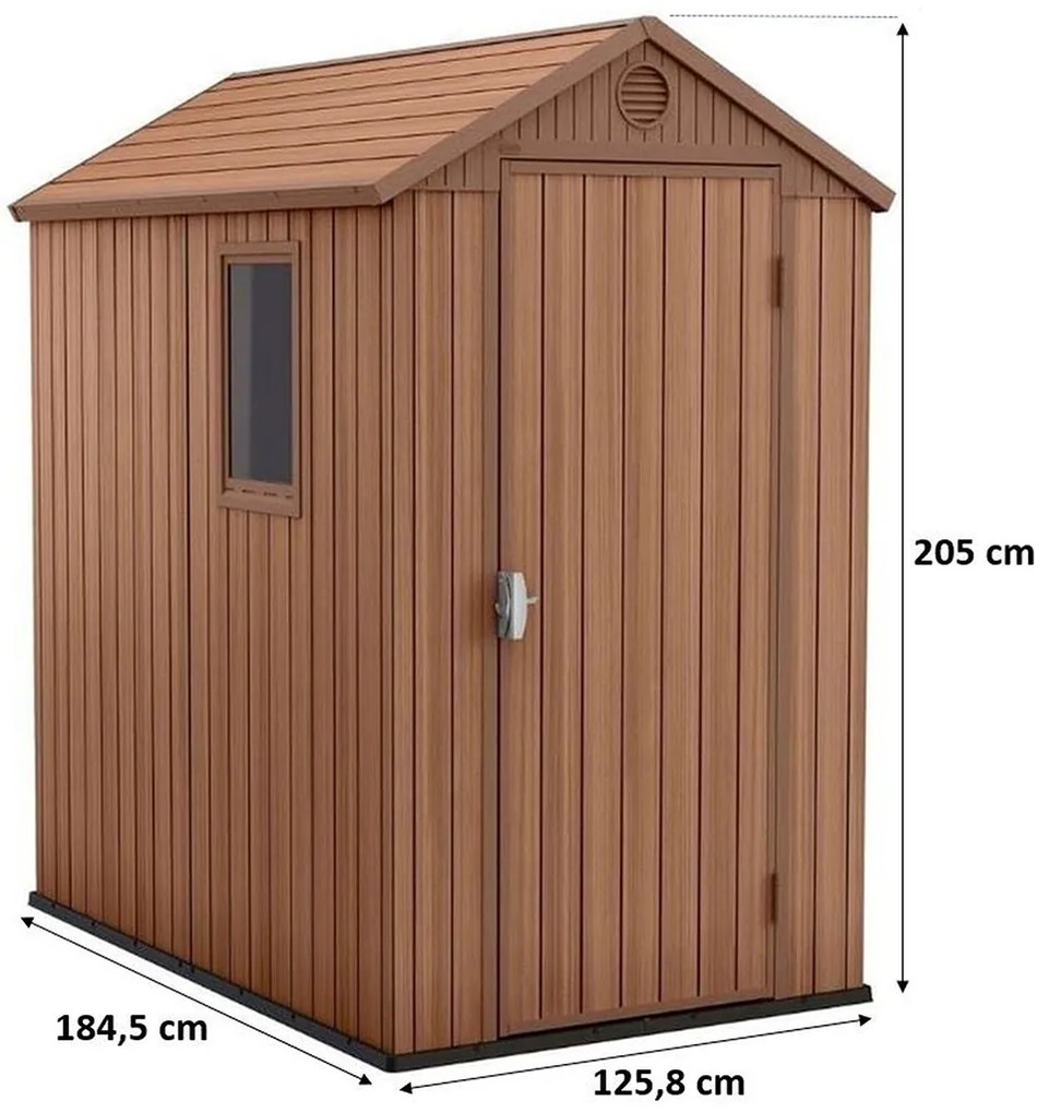 KETER DARWIN 4 x 6 zahradní domek, 125,8 x 184,5 x 205 cm, hnědý 17209417
