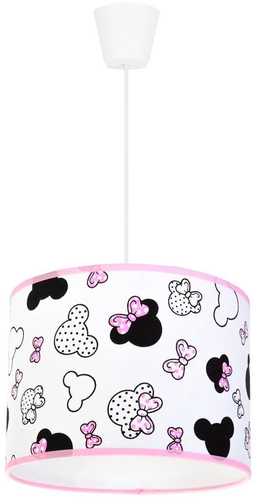 Dětské závěsné svítidlo Minnie, 1x textilní stínítko se vzorem