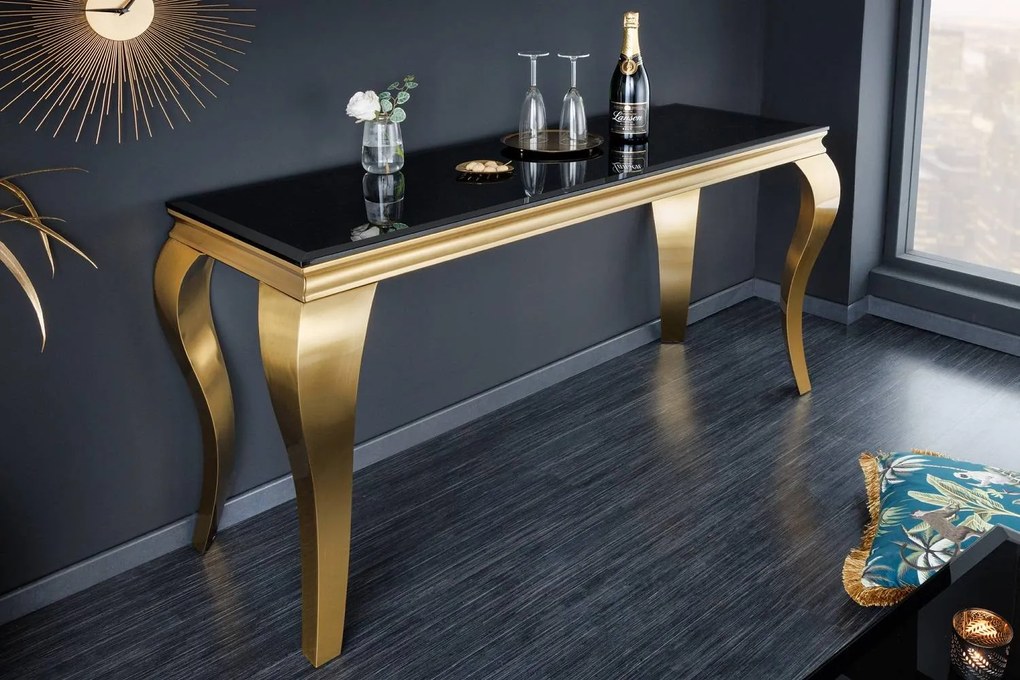 Designová konzole Rococo 140 cm černá / zlatá