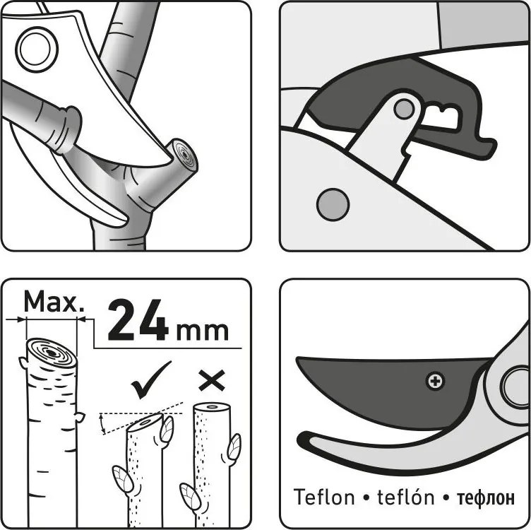 Nůžky zahradnické WINLAND, 205mm, rohatkový převod, max 24 mm, EXTOL PREMIUM