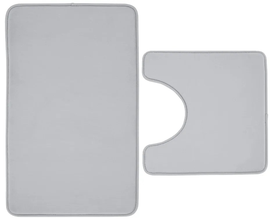 Světle šedé WC koupelnové předložky z paměťové pěny v sadě 2 ks 50x80 cm Anti-Bacterial – Catherine Lansfield